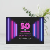 Pink Neon 50 & Fabulous 50th Birthday Party Invitation | Zazzle