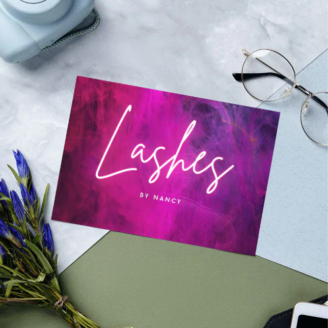 Pink Neon Lashes Business Card | Zazzle