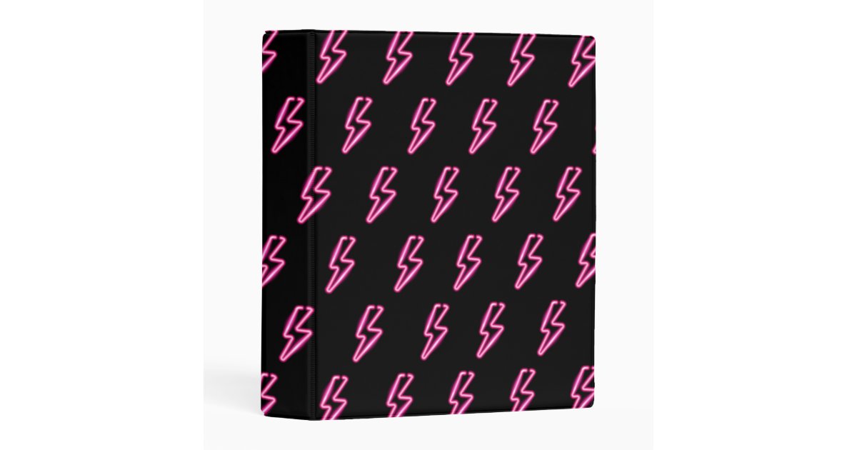 Pink Neon Lightning Bolt Pattern Mini Binder | Zazzle
