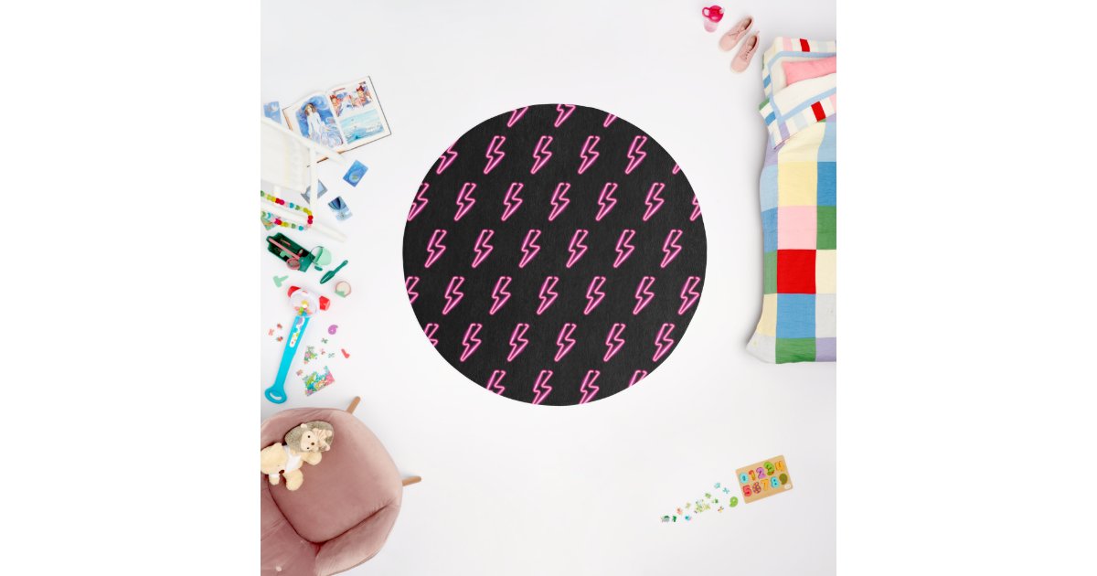 Pink Neon Lightning Bolt Pattern Outdoor Rug | Zazzle