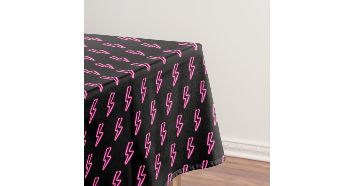 Pink Neon Lightning Bolt Pattern Tablecloth | Zazzle