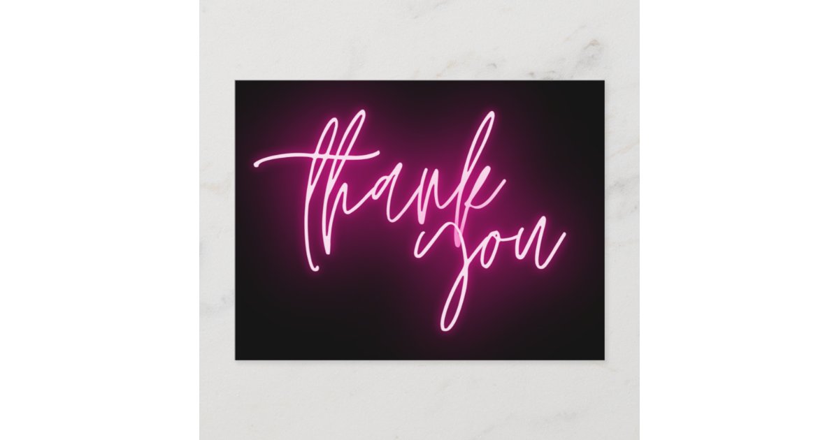 Pink Neon Thank You Sign Trendy Postcard | Zazzle