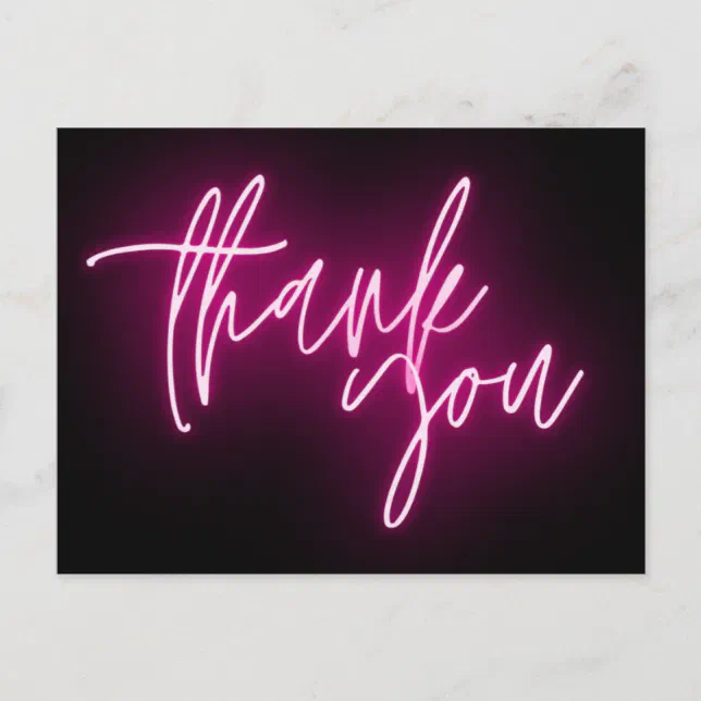 Pink Neon Thank You Sign Trendy Postcard | Zazzle