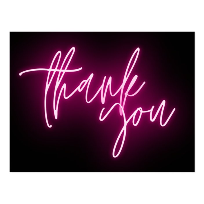Pink Neon Thank You Sign Trendy Postcard | Zazzle.com