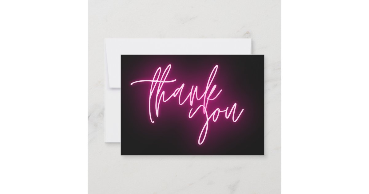 Pink Neon Thank You Trendy | Zazzle
