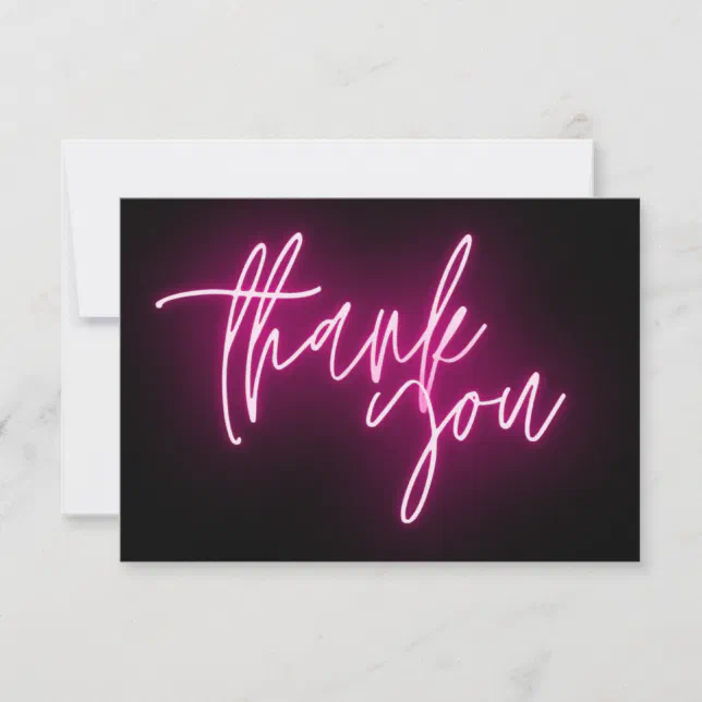 Pink Neon Thank You Trendy | Zazzle
