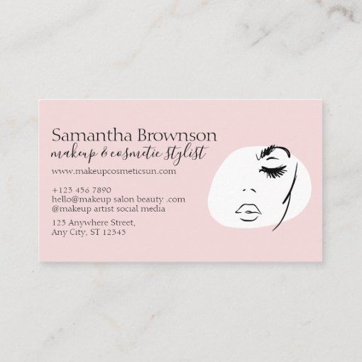 Pink Neutral Aesthetic Face Beauty Skin Business Card | Zazzle