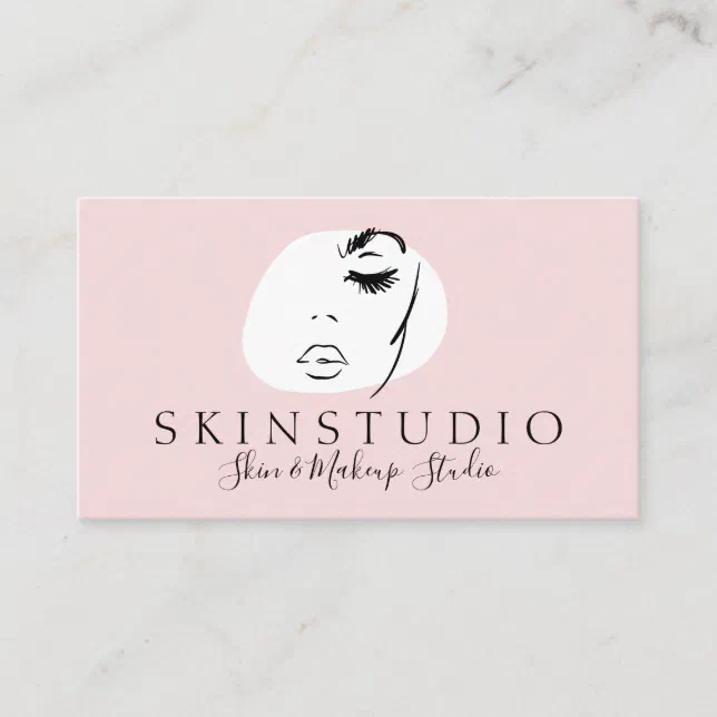 Pink Neutral Aesthetic Face Beauty Skin Business Card | Zazzle