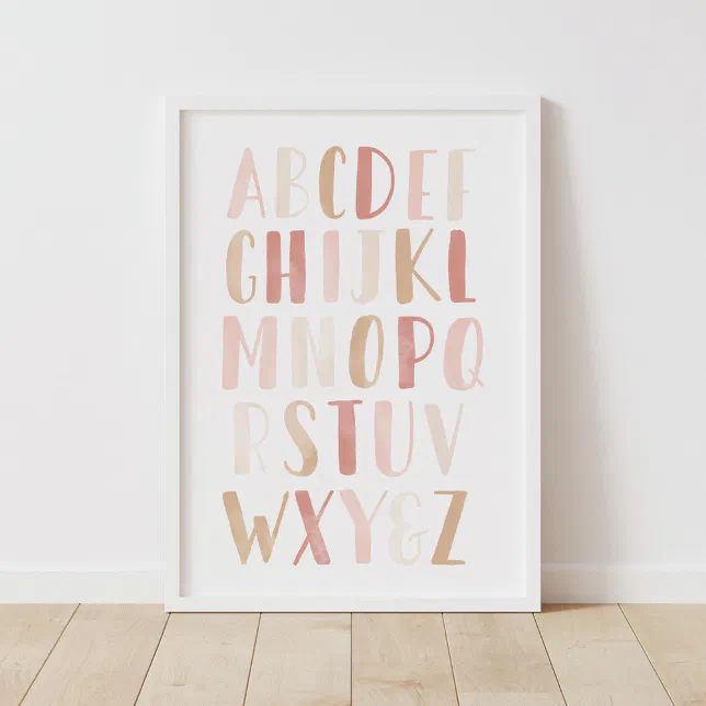 Pink Neutral Alphabet ABC Girl Nursery Decor | Zazzle