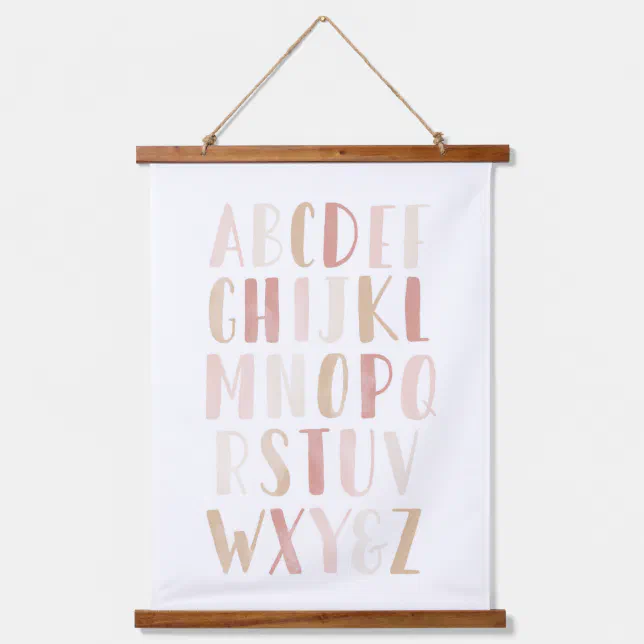 Pink Neutral Alphabet ABC Girl Nursery Decor Hanging Tapestry | Zazzle