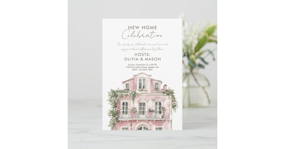 Pink new home celebration Housewarming Invitation | Zazzle