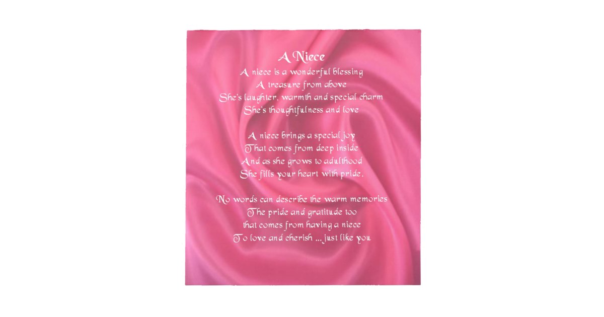 Pink - Niece Poem Notepad | Zazzle