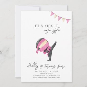 Pink Ninja Birthday Invitation | Ninja Party | Zazzle