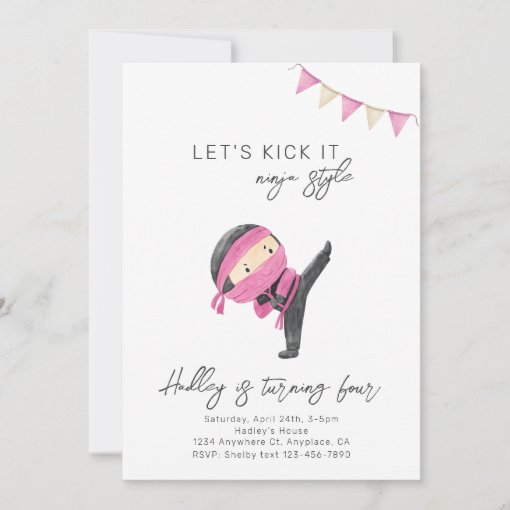 Pink Ninja Birthday Invitation | Ninja Party | Zazzle