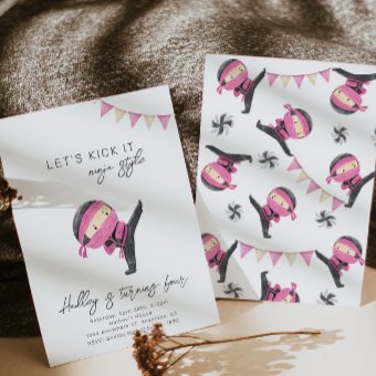 Pink Ninja Birthday Invitation | Ninja Party | Zazzle