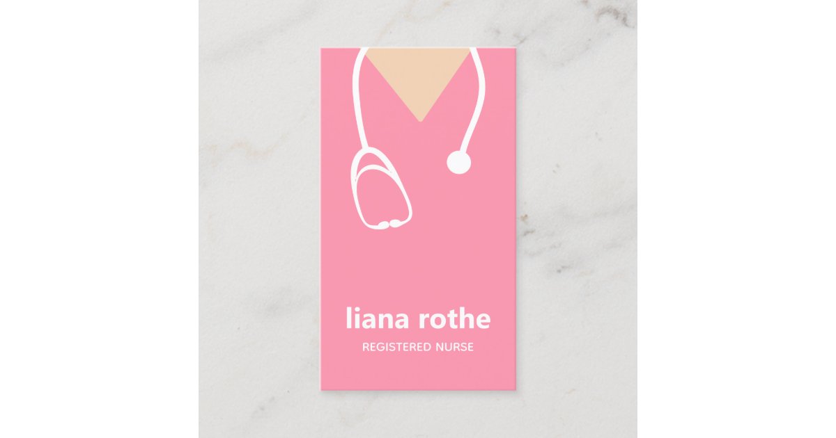 Pink Nurse Scrubs and Stethoscope Business Card | Zazzle