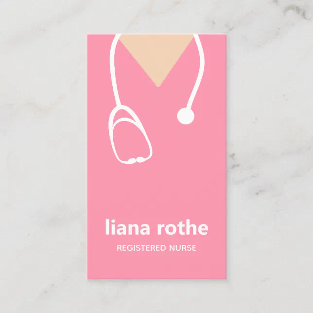 Pink Nurse Scrubs and Stethoscope Business Card | Zazzle