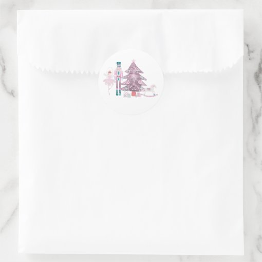 Pink Nutcracker Christmas Holiday Classic Round Sticker | Zazzle