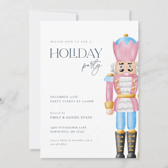 Pink Nutcracker Holiday Party Invitation | Zazzle