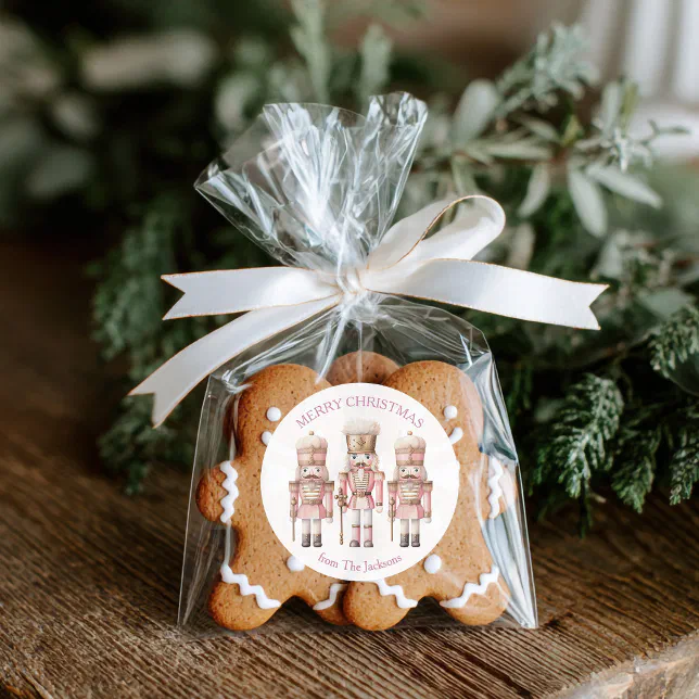 Pink Nutcracker Merry Christmas Classic Round Sticker | Zazzle