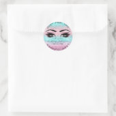 Pink Ocean Beauty Glitter Lashes Makeup Cleaner Classic Round Sticker ...