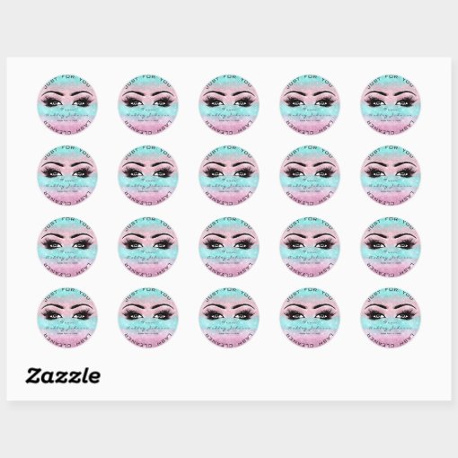Pink Ocean Beauty Glitter Lashes Makeup Cleaner Classic Round Sticker ...