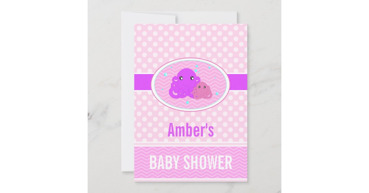 Pink Octopus Baby Shower Invitation | Zazzle