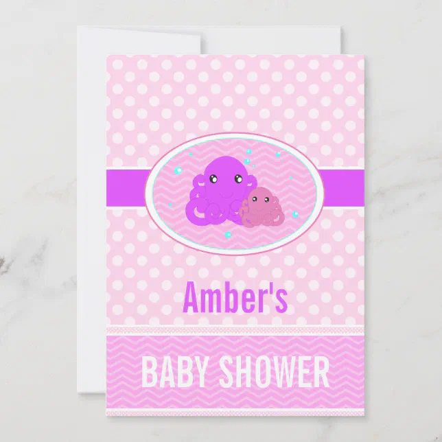 Pink Octopus Baby Shower Invitation | Zazzle