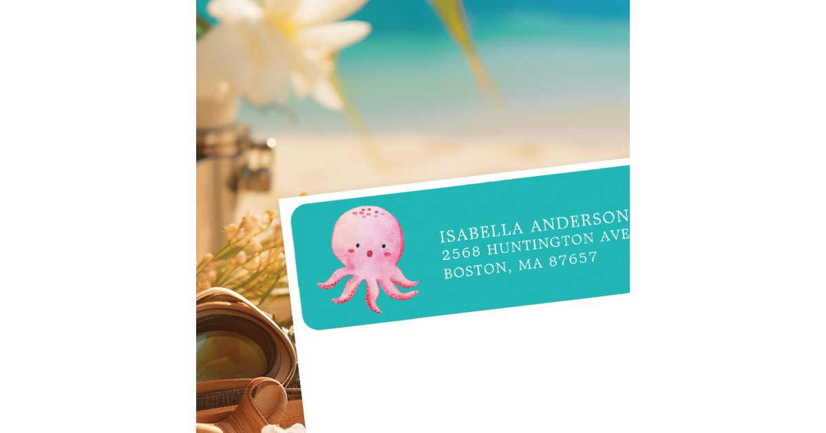 Pink Octopus Baby Shower Label | Zazzle