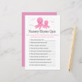 Pink Octopus Nursery Rhyme Quiz baby shower game | Zazzle