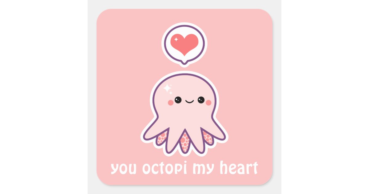 Pink Octopus Square Sticker | Zazzle