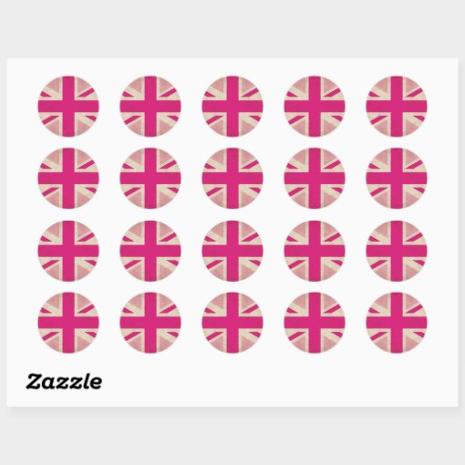 Pink Old Union Jack Stickers | Zazzle