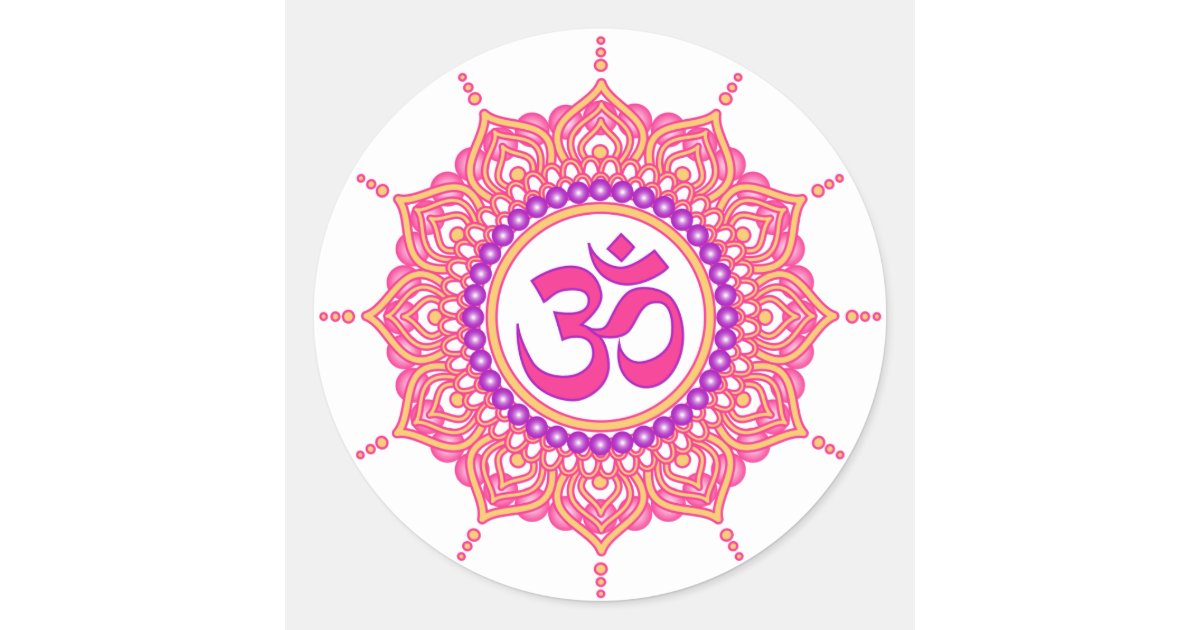 pink om mandala labels | Zazzle
