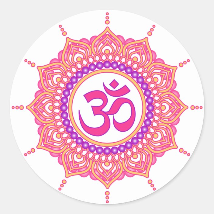 pink om mandala labels | Zazzle.com