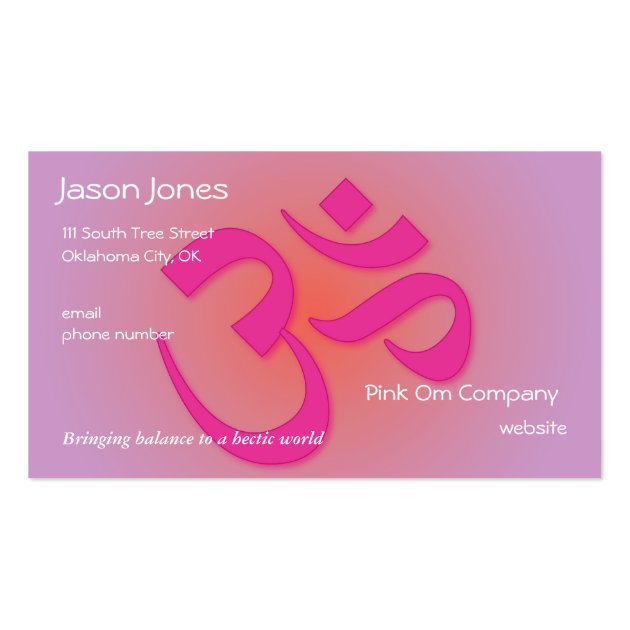 Pink OM symbol business card