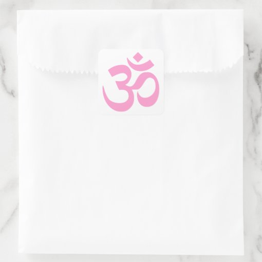 Pink Om Symbol Square Sticker | Zazzle