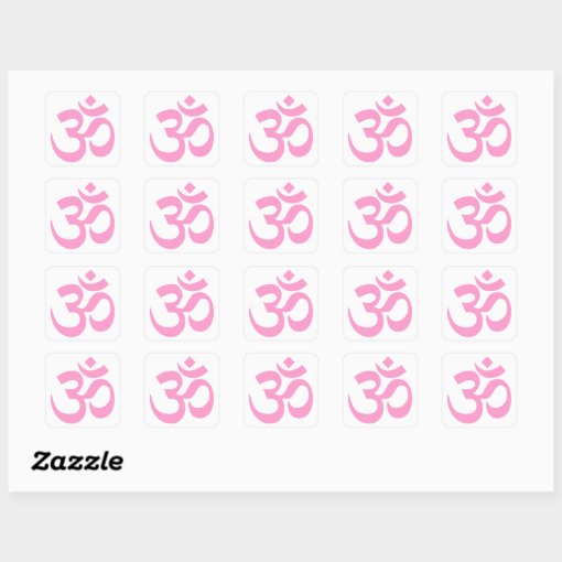 Pink Om Symbol Square Sticker | Zazzle