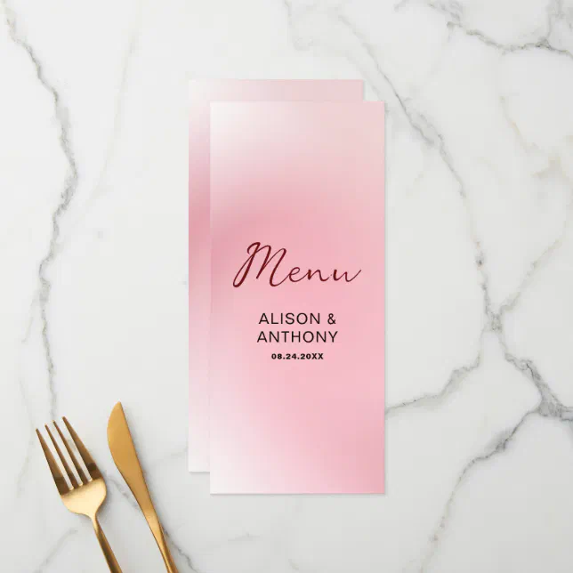 Pink Ombre Background Menu | Zazzle