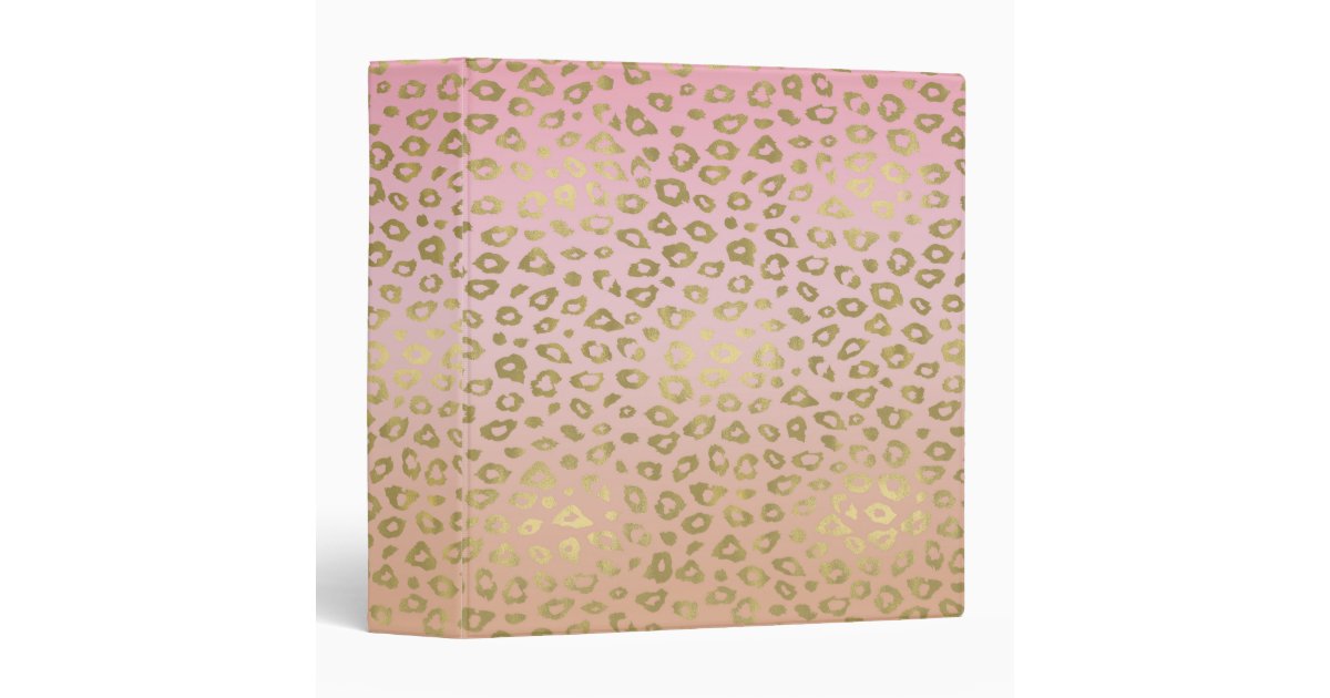 Pink Ombre Gold Leopard Print Binder | Zazzle