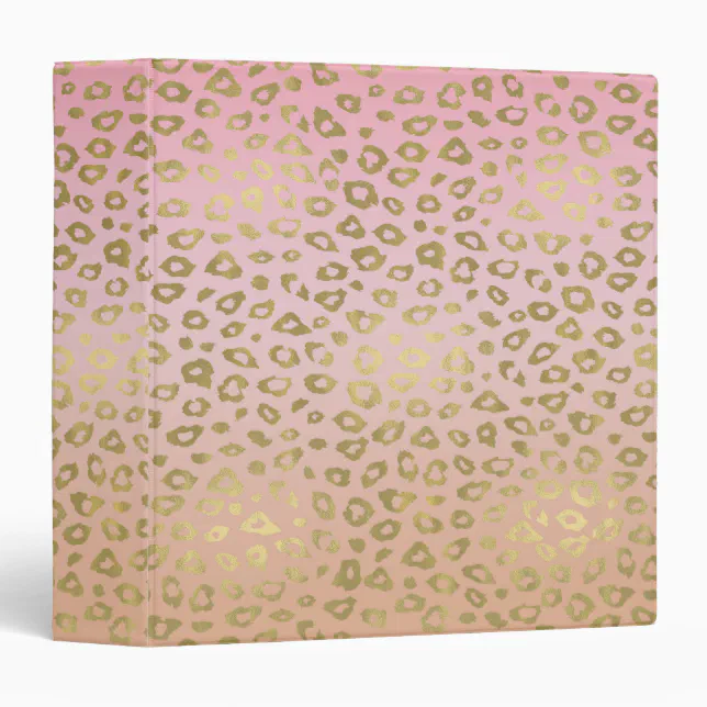 Pink Ombre Gold Leopard Print Binder | Zazzle