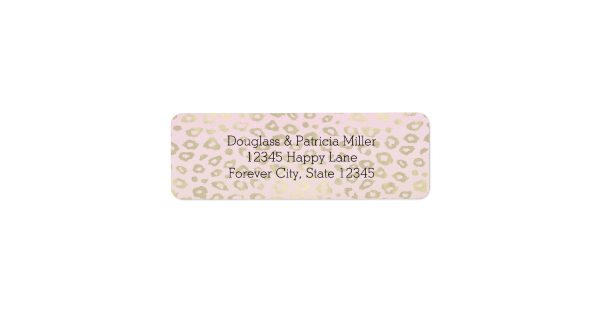 Pink Ombre Gold Leopard Print Label | Zazzle