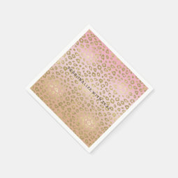 Pink Ombre Gold Leopard Print Paper Napkins | Zazzle