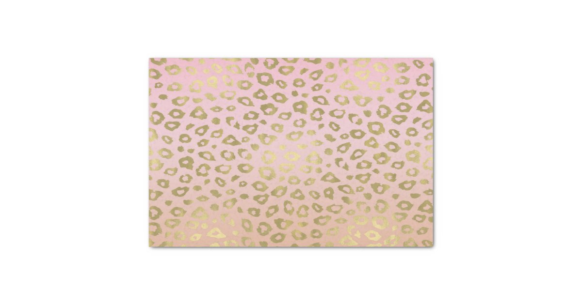 Pink Ombre Gold Leopard Print Tissue Paper | Zazzle