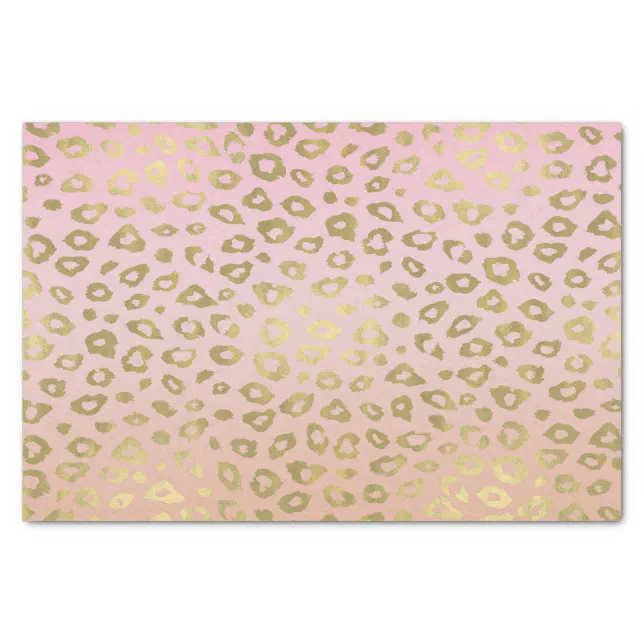 Pink Ombre Gold Leopard Print Tissue Paper | Zazzle