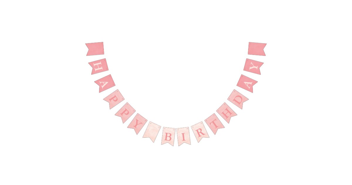 Pink Ombre Rustic Textured Happy Birthday Bunting Flags | Zazzle