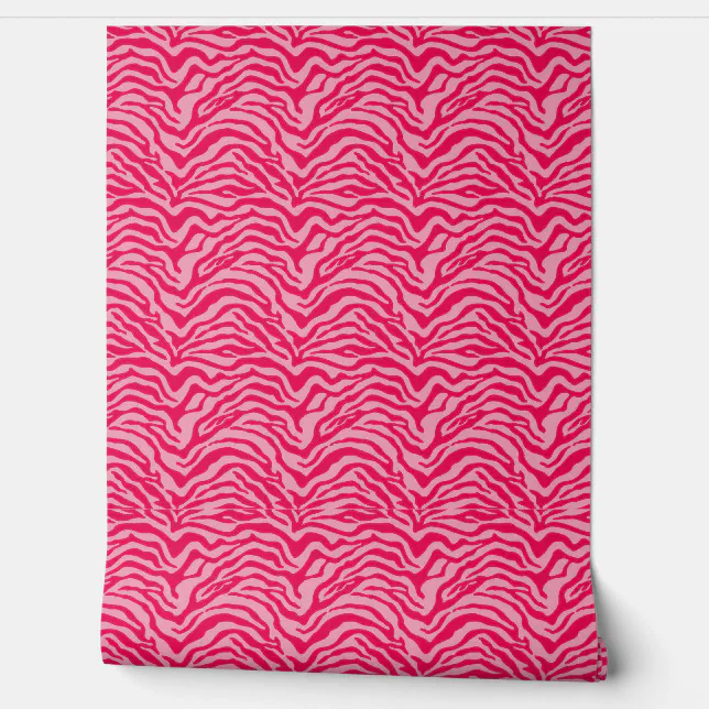 Pink on pink zebra stripe wallpaper | Zazzle