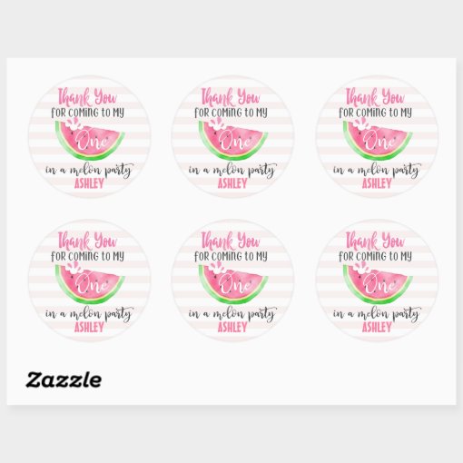 Pink one in a melon thank you birthday sticker | Zazzle