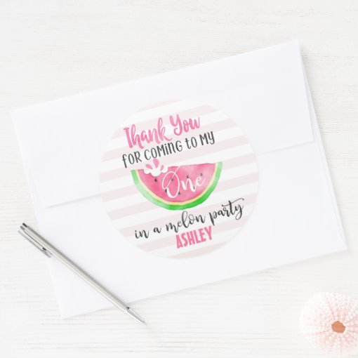 Pink one in a melon thank you birthday sticker | Zazzle