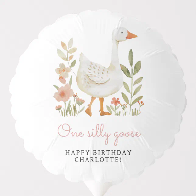 Pink One Silly Goose Birthday Balloon | Zazzle