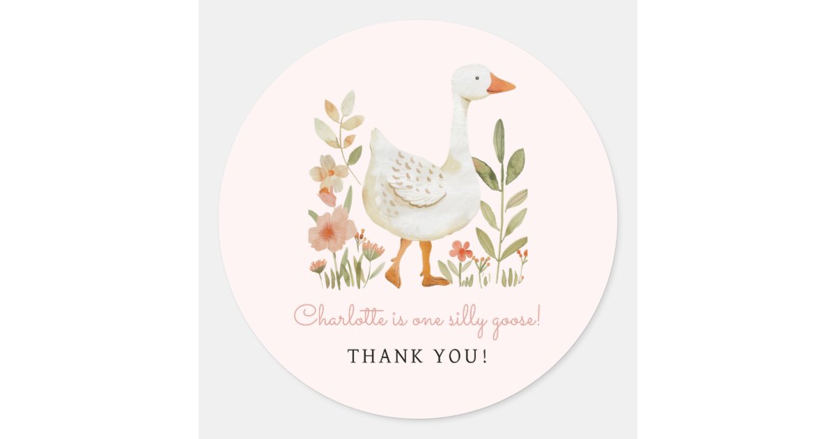 Pink One Silly Goose Birthday Classic Round Sticker | Zazzle